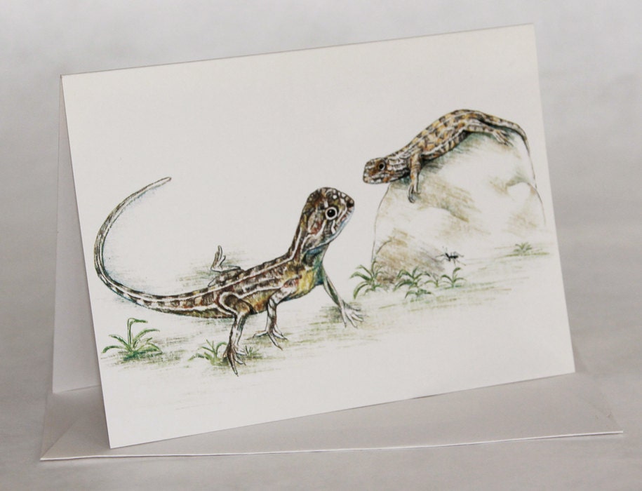 Grassland Earless Dragon Wildlife Art Greeting Card. - Etsy