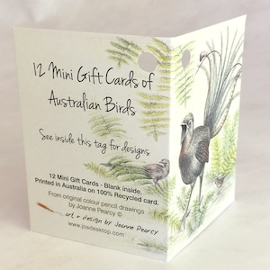 Mini Gift Cards Box Set of 12 Australian BIRDS Wildlife Recycled Card ...