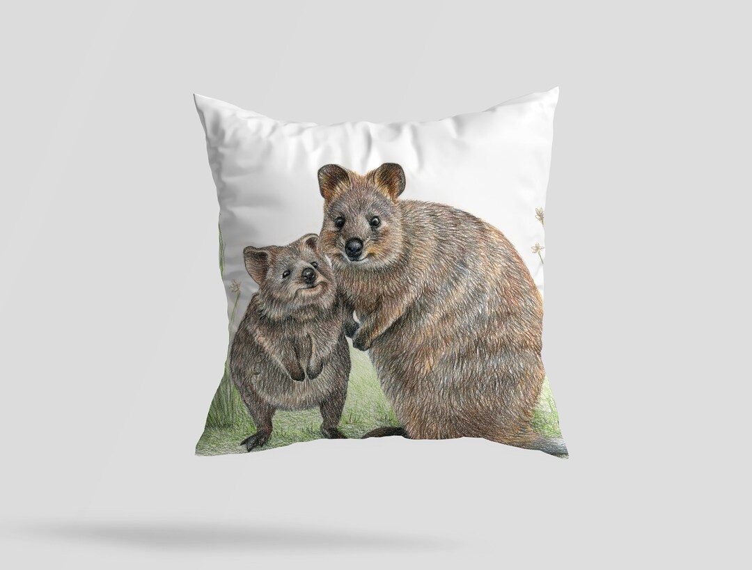 Cushion With Quokka Australian Wildlife Print on Linen 40cm Square ...