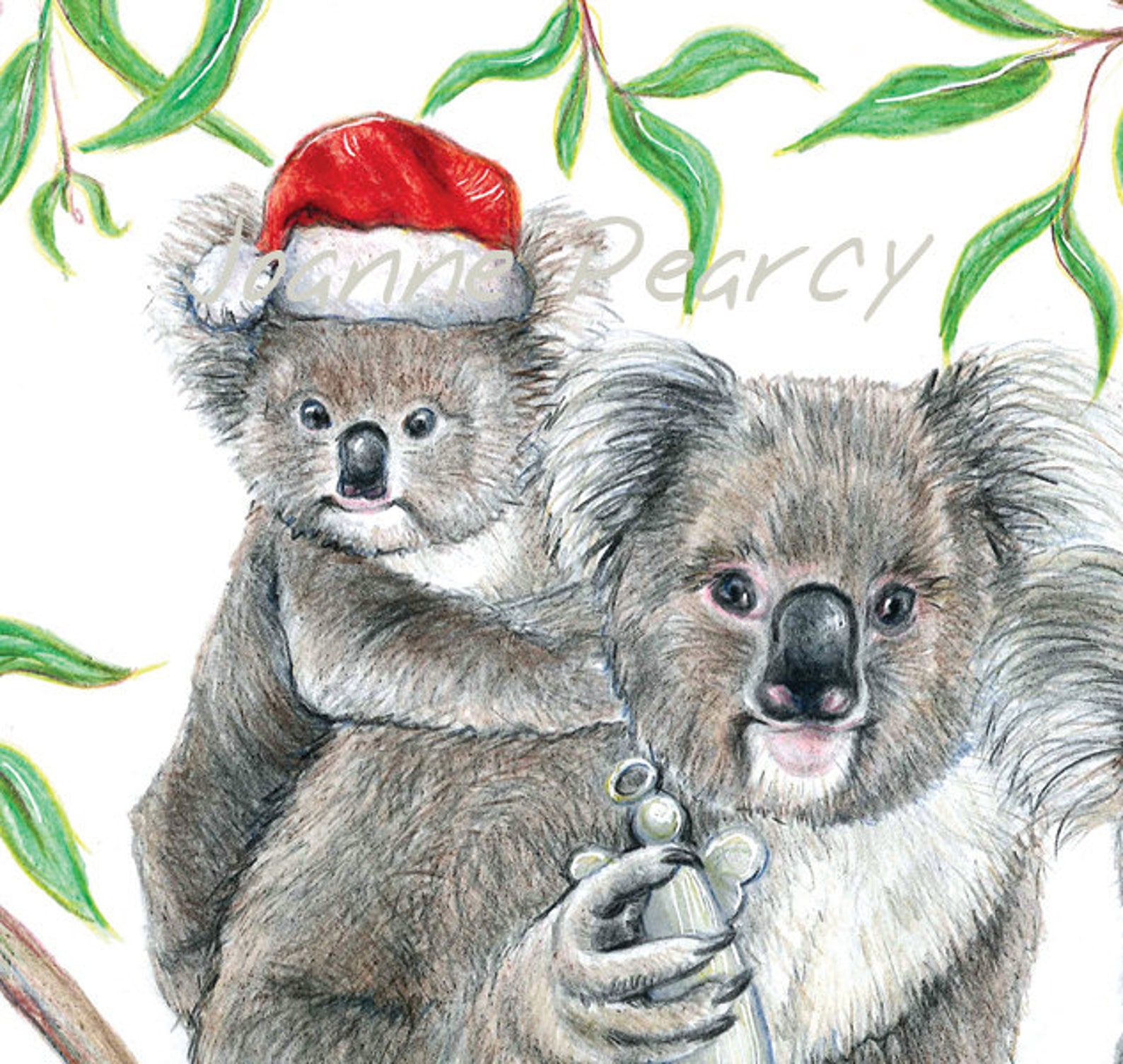 Australian Christmas Card With Koala Family Mum Dad Child | Etsy