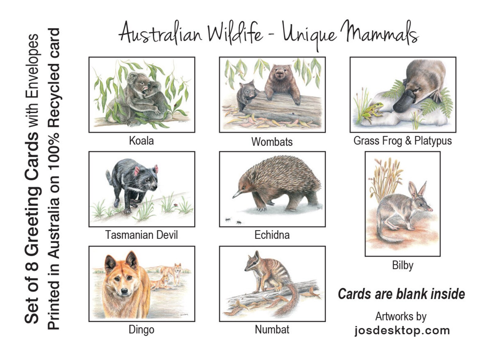 Australian ANIMAL Greeting Cards GIFT BOX of 8 Unique - Etsy