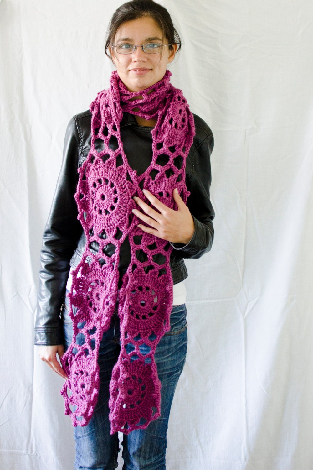 Flower Purple Shawl Scarf Crochet Handmade - Etsy