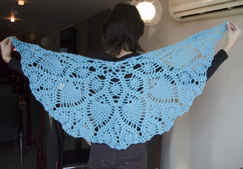 Turquoise Blue Triangle Shawl Wrap Scarf Crochet Handmade - Etsy