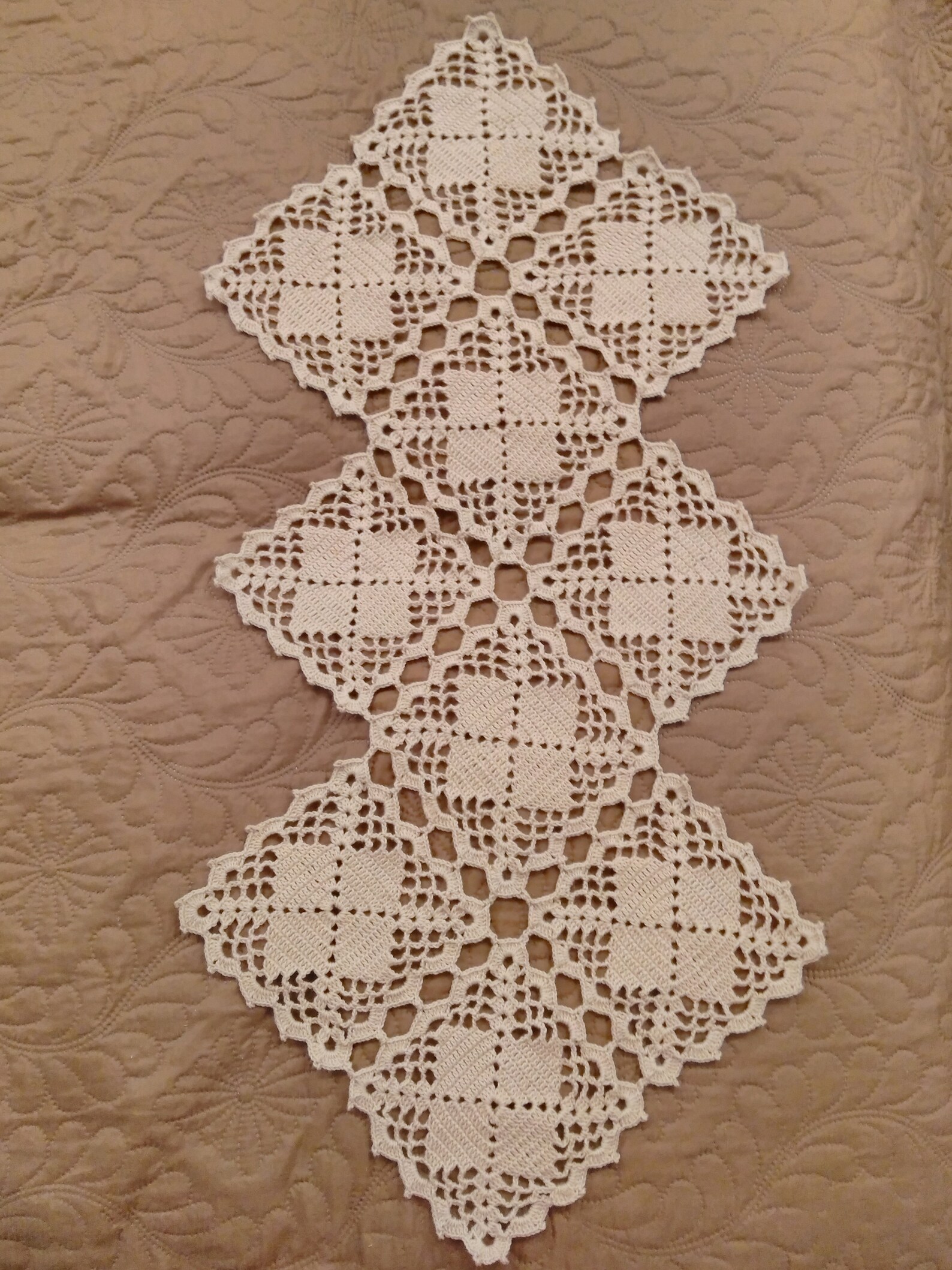 Ecru Lace Rhombus Doily Cover Coaster Handmade Crochet - Etsy