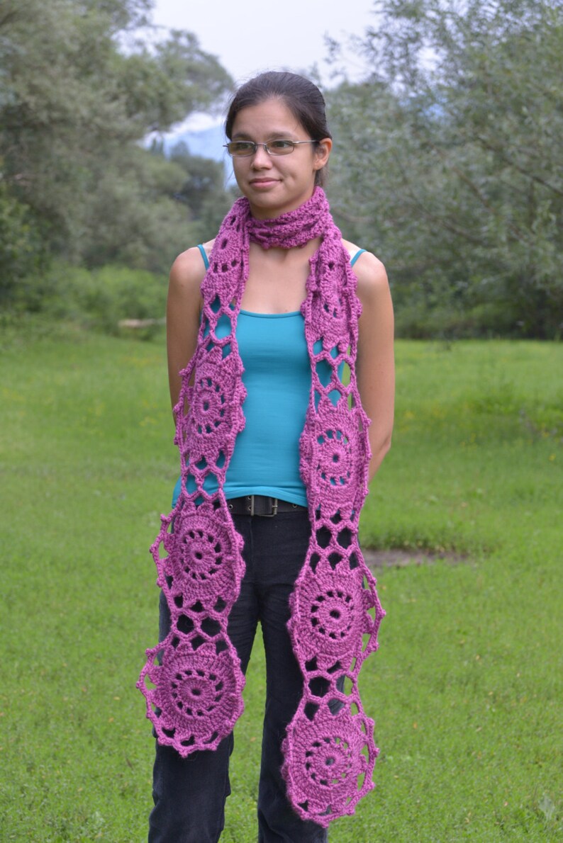 Flower Purple Shawl Scarf Crochet Handmade - Etsy