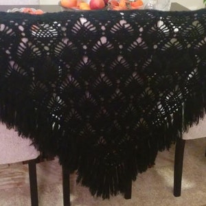 Black Triangle Scarf Shawl - Mohair and Acrylic Unique Handmade Crochet ...
