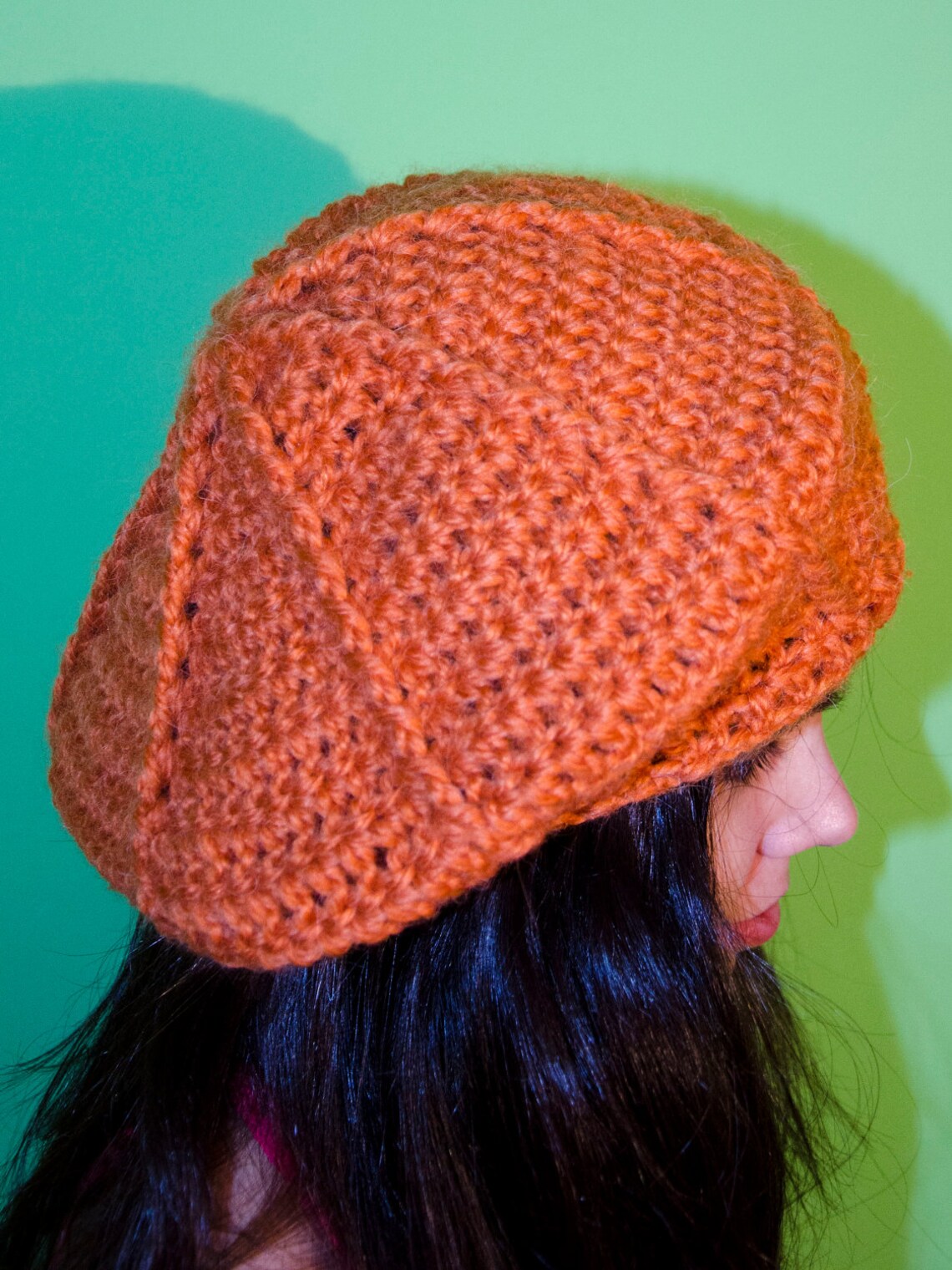 Orange Hat Beret Beanie Cap Handmade Crochet Unique - Etsy