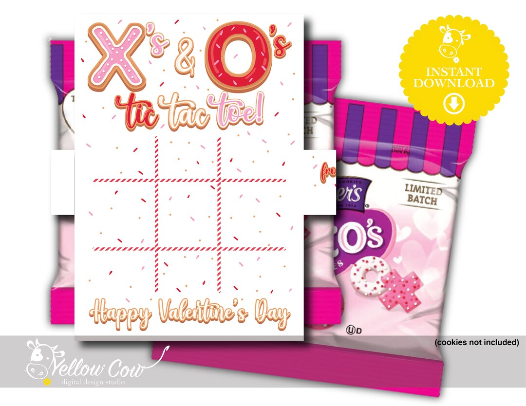 Printable Valentines Day Tic Tac Toe,x & O Tic Tac Toe Cookie Tag,kids ...