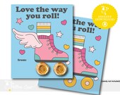 Printable Roller Skate Valentinesretro Roller Skating - Etsy