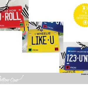 Printable Car Valentine Tags,instant Download,wheelie Like You,license ...