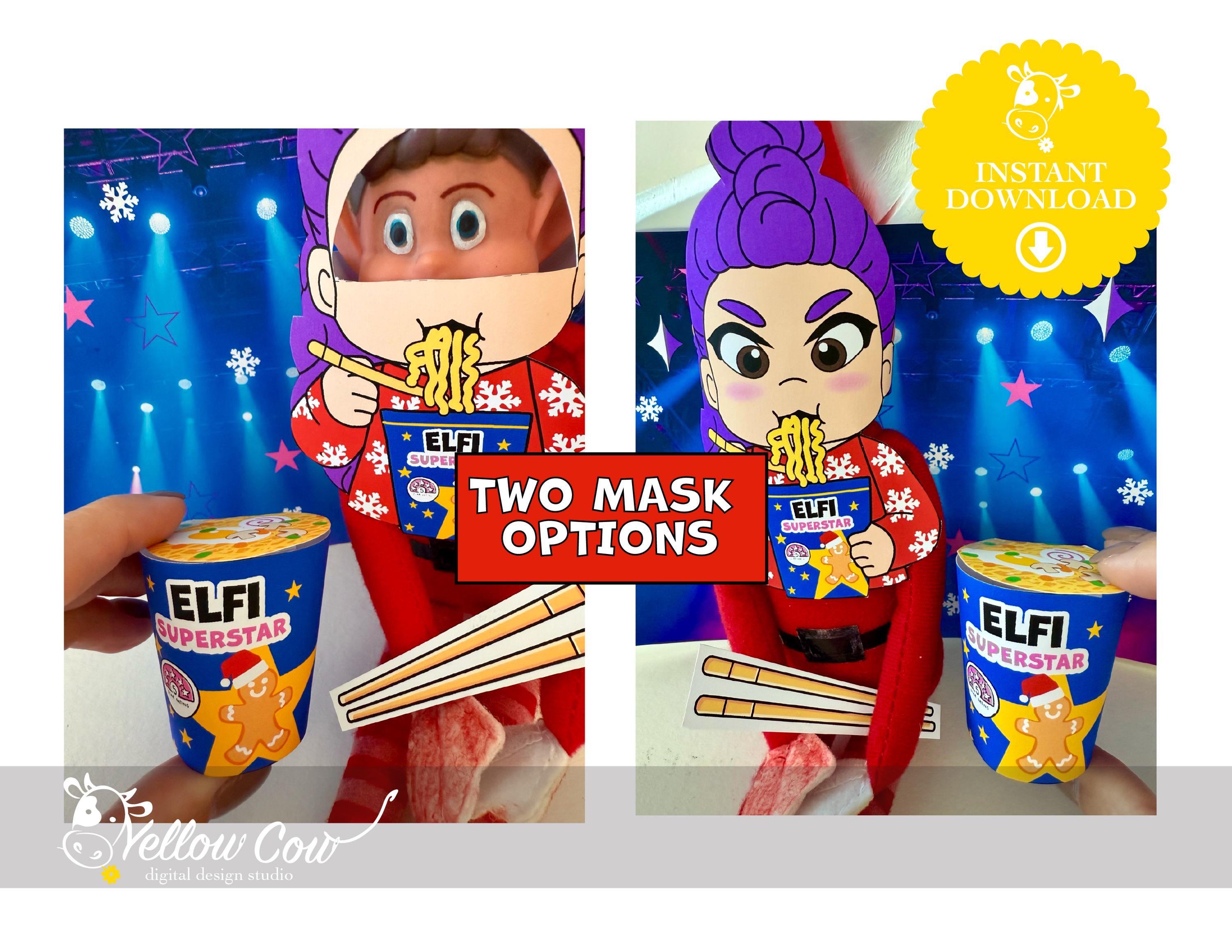 Holiday Elf Printable Kit. K-pop Ramen Elf Props. Instant Download for ...