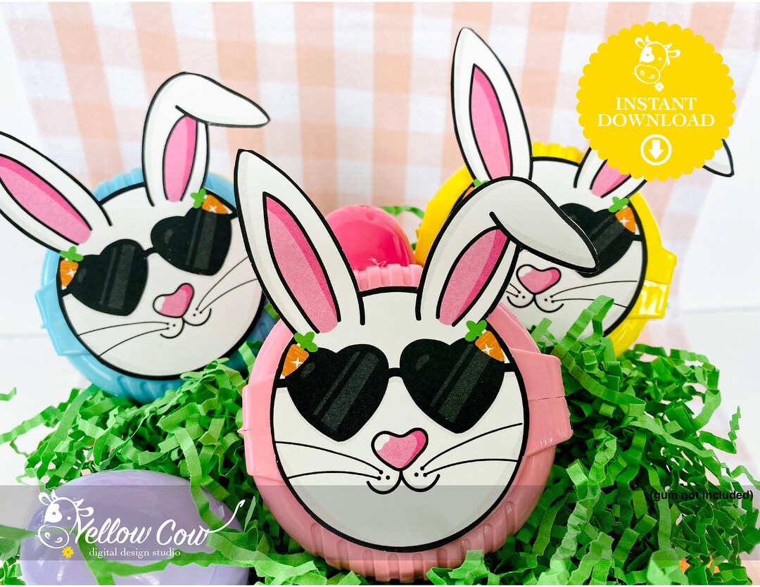 Printable Easter Bunny Gift Tag,easter Bubble Gum Tape Label,kids Tween ...