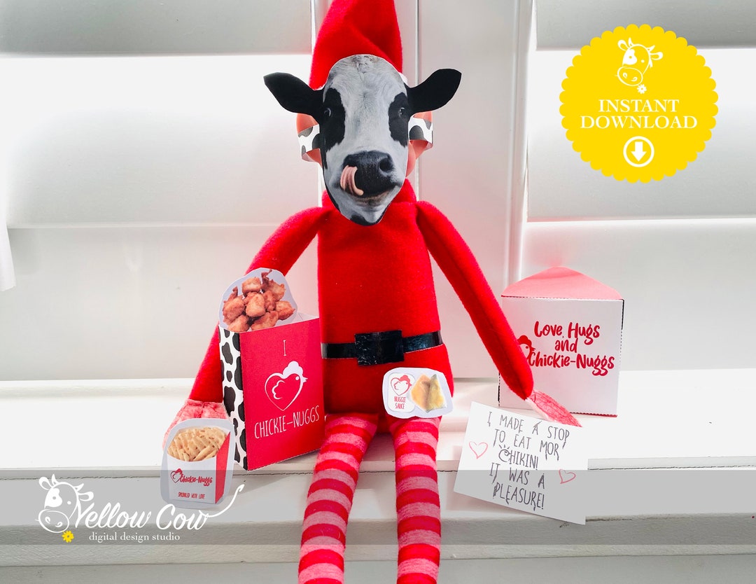 Holiday Elf Printable Kit. Funny Chicken Nugget Elf Scene. Instant ...