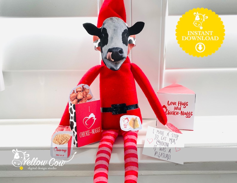 Holiday Elf Printable Kit. Funny Chicken Nugget Elf Scene. Instant ...