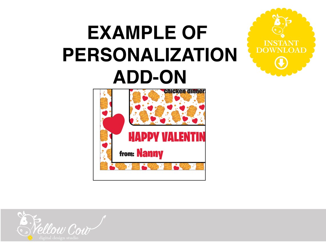 Printable Chickie Nuggs Gift Card Holder,valentines Day Fast Food Gift ...