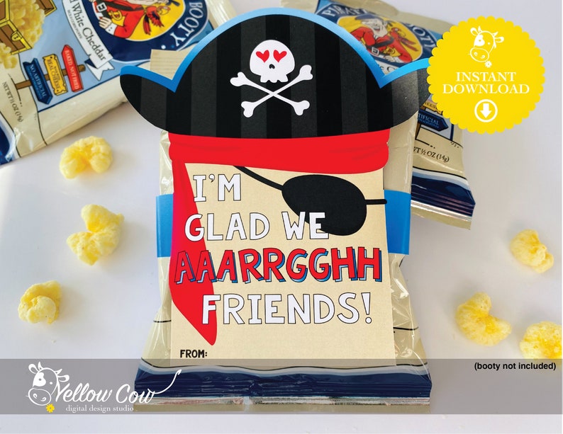Printable Pirate Booty Valentines Day Snack Tagpirate - Etsy