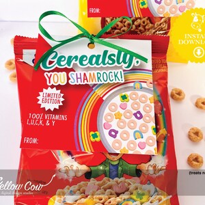 Printable Mini Cereal St Patricks Day Tag,st Pattys Cereal,cerealsly ...