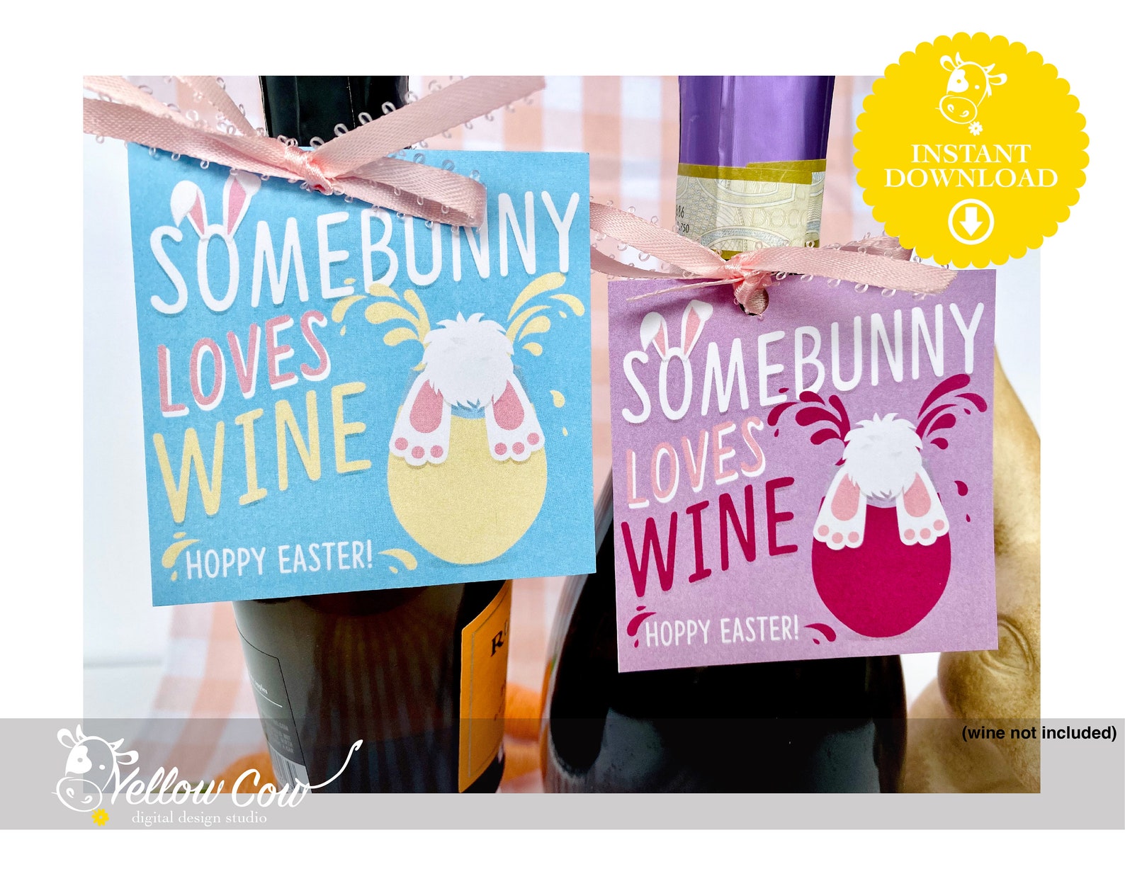 Printable Easter Wine Tagssomebunny Loves Wineeaster Bunny | Etsy