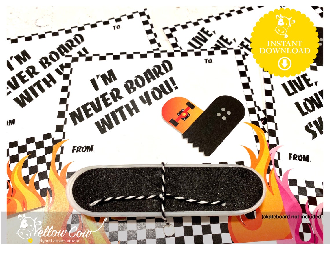 Skateboard Valentinesinstant Downloadskateboard Valentines - Etsy