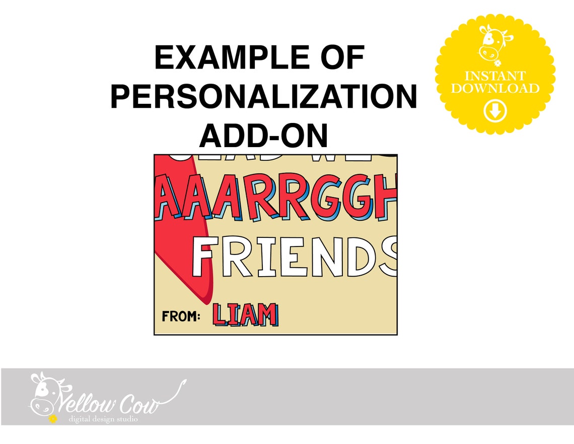 Printable Pirate Booty Valentines Day Snack Tag,pirate Valentine Treat ...