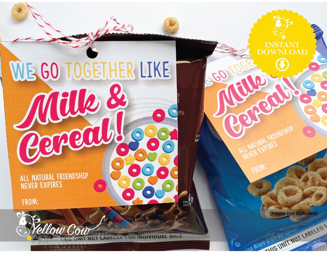 Printable Mini Cereal Valentines Tag,cereal Valentine,cerealsly ...