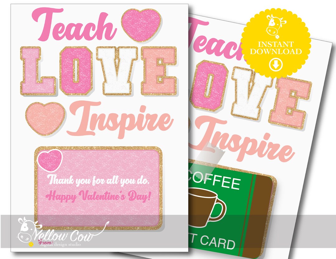 Printable Valentines Day Gift Card Holder for Teacherfaux - Etsy