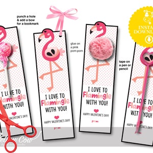 Flamingo Valentines, Printable, DIY, Instant Download, Pompoms or ...