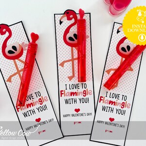 Flamingo Valentines, Printable, DIY, Instant Download, Pompoms or ...
