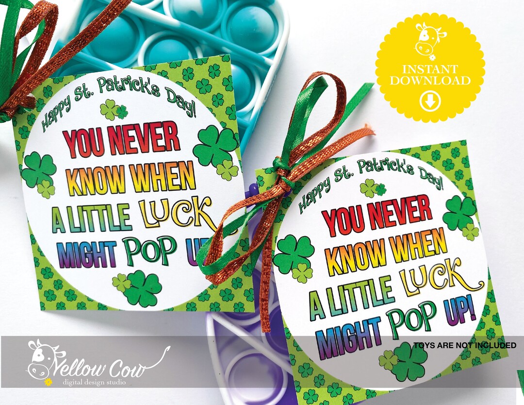 Printable St Patricks Day Pop It Gift Tags,st Pattys Gift Tag,lucky ...
