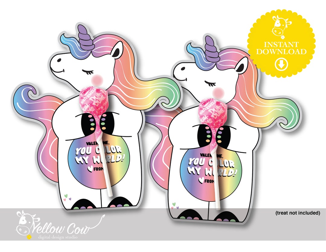 Printable Unicorn Valentines,rainbow Unicorn Valentine Card,valentines ...