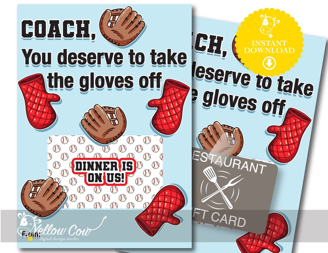 Baseball Coach Gift Card Holder,printable Gift Card Holder,instant ...