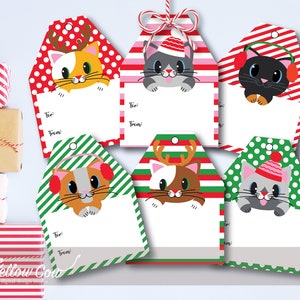 Christmas Kitty Gift Tags, Instant Download, Meowy Christmas, Christmas ...