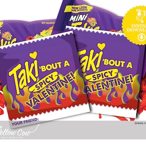 Printable Spicy Chip Bag Tag,kids Valentines Treat Topper,taki 'bout ...