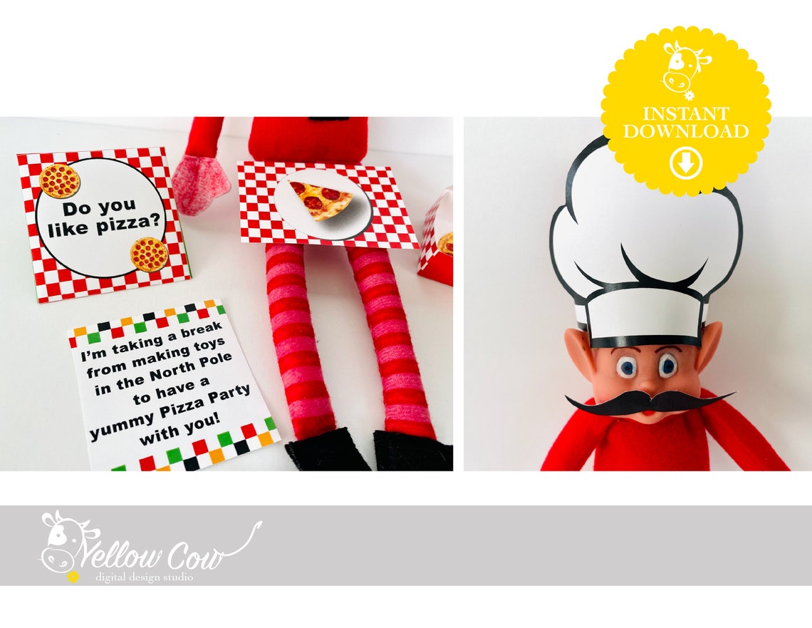 Holiday Elf Printable Kit. Pizza Party Elf Scene. Instant Download for ...