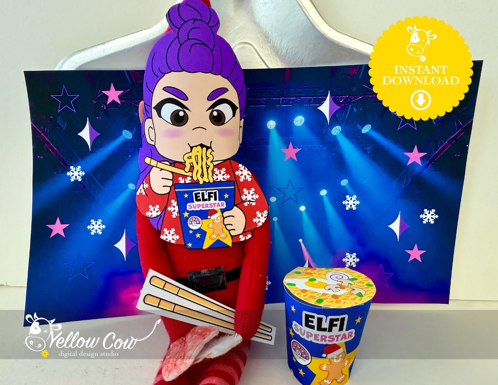 Holiday Elf Printable Kit. K-pop Ramen Elf Props. Instant Download for ...