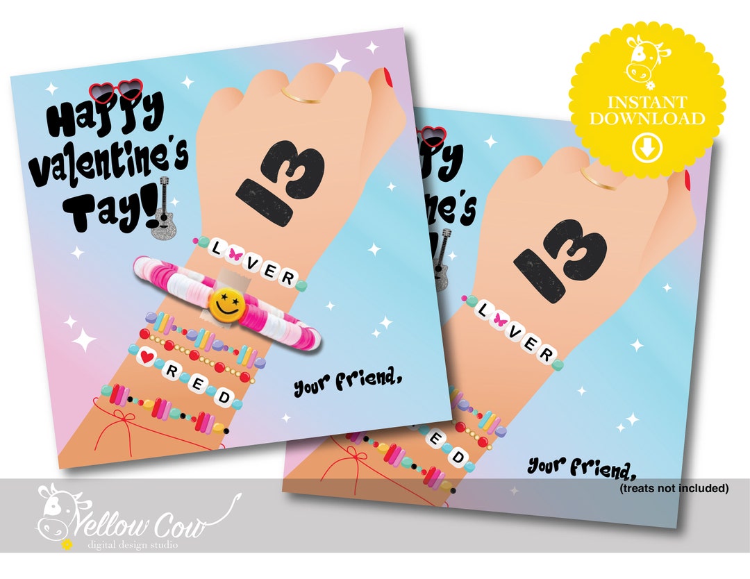 Valentines for Tweens,printable Swift Friendship Bracelet Valentine ...
