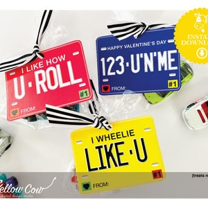 Printable Car Valentine Tags,instant Download,wheelie Like You,license ...