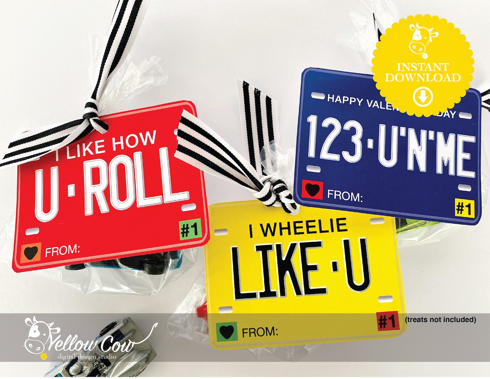 Printable Car Valentine Tags,instant Download,wheelie Like You,license ...