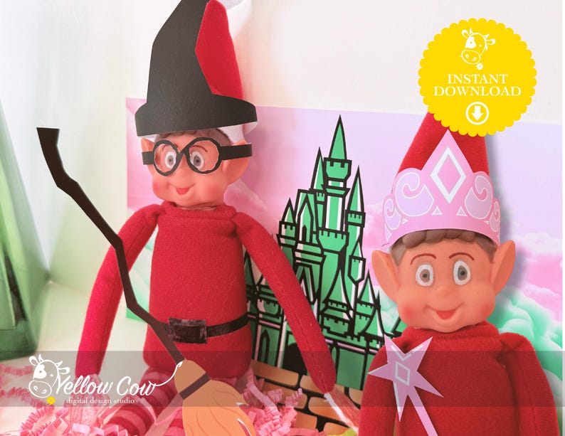 Holiday Elf Printable Kit. Wicked Witch & Popular Witch Scene. Instant ...