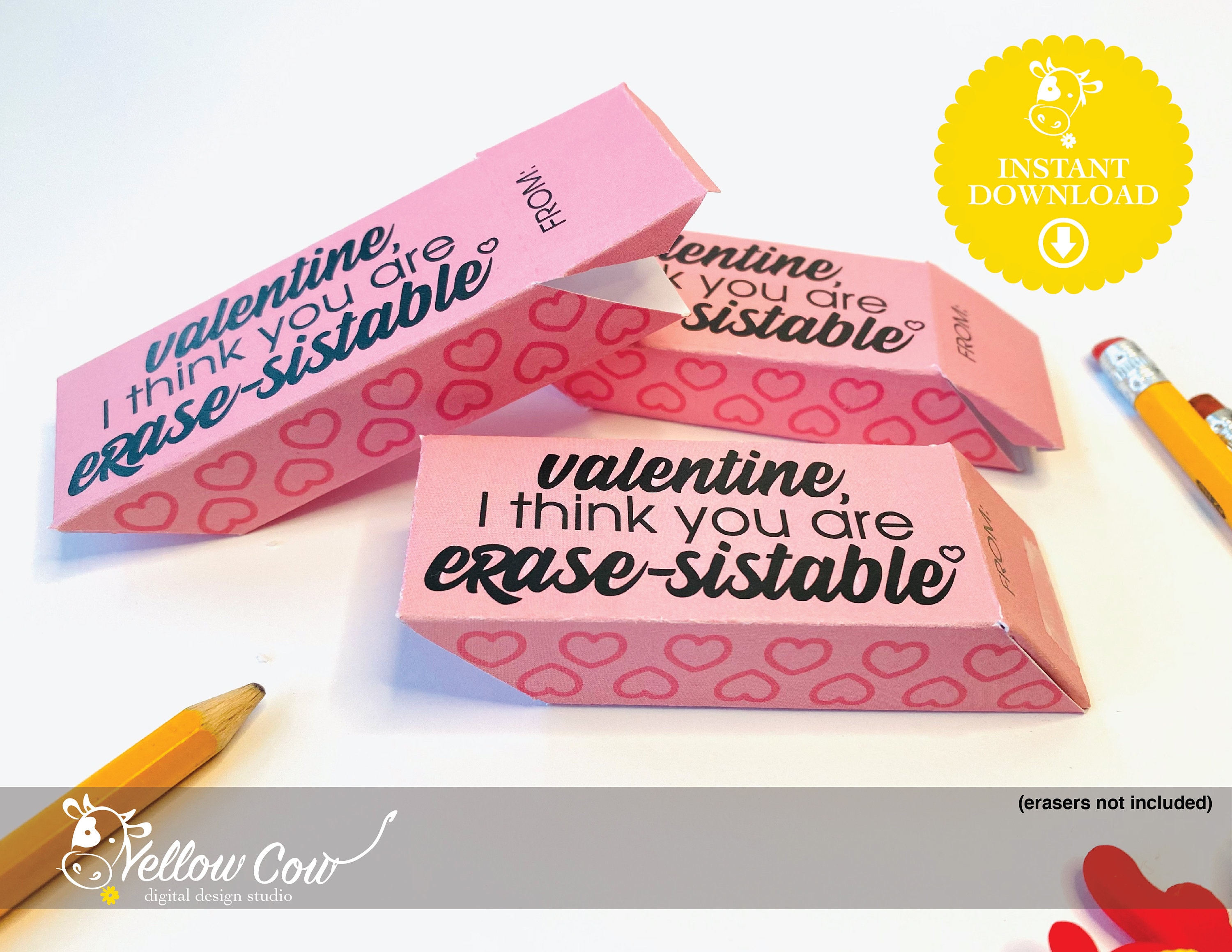 Valentine Pencils With Eraser Toppers