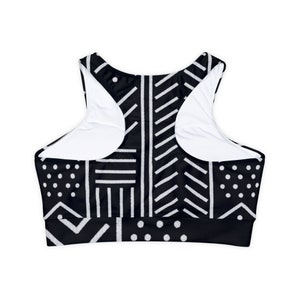 African Print Black and White Mud Cloth Design Sports Bra - Etsy