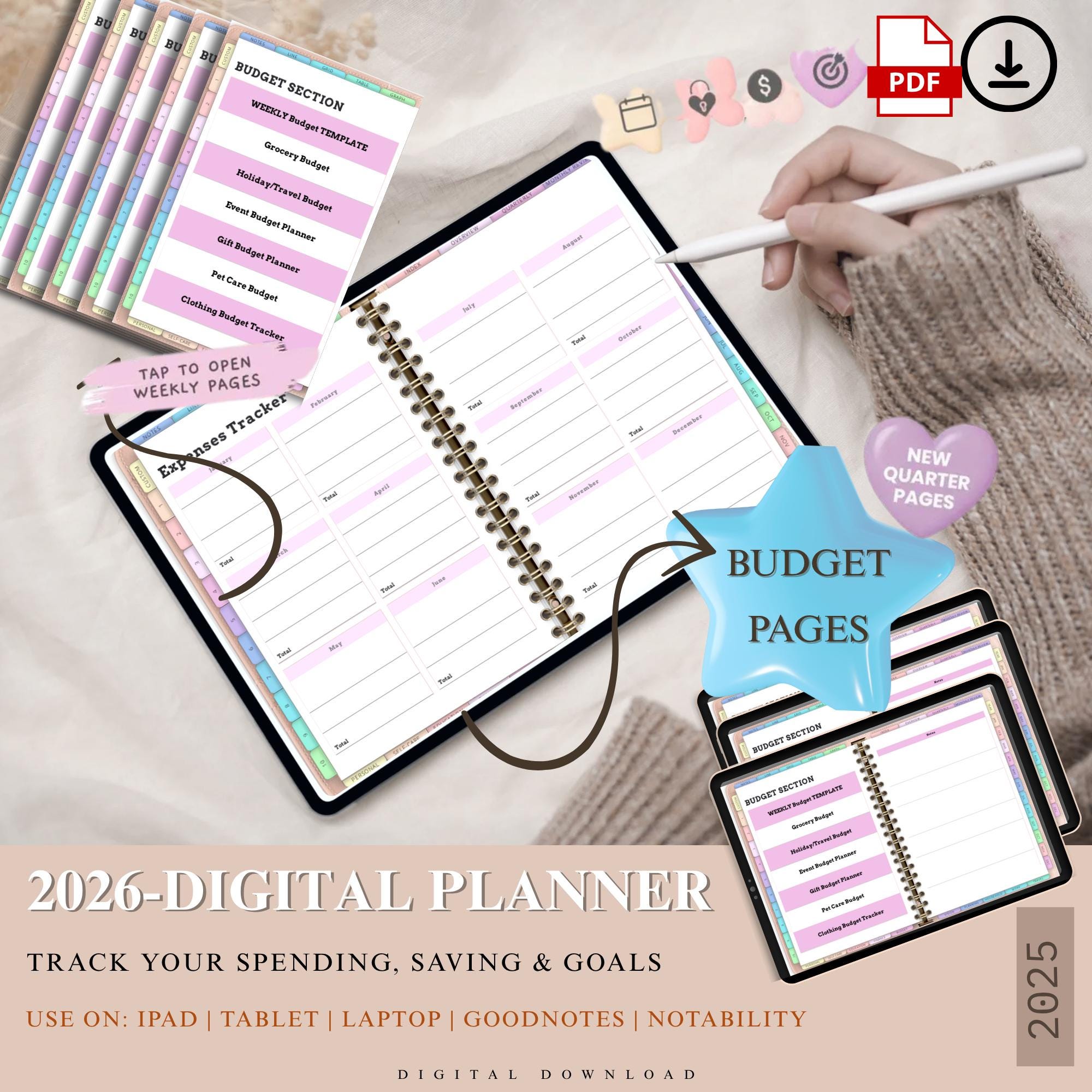 Academic Planner,2026 Digital Planner:personalize,hyperlinked Calendar ...