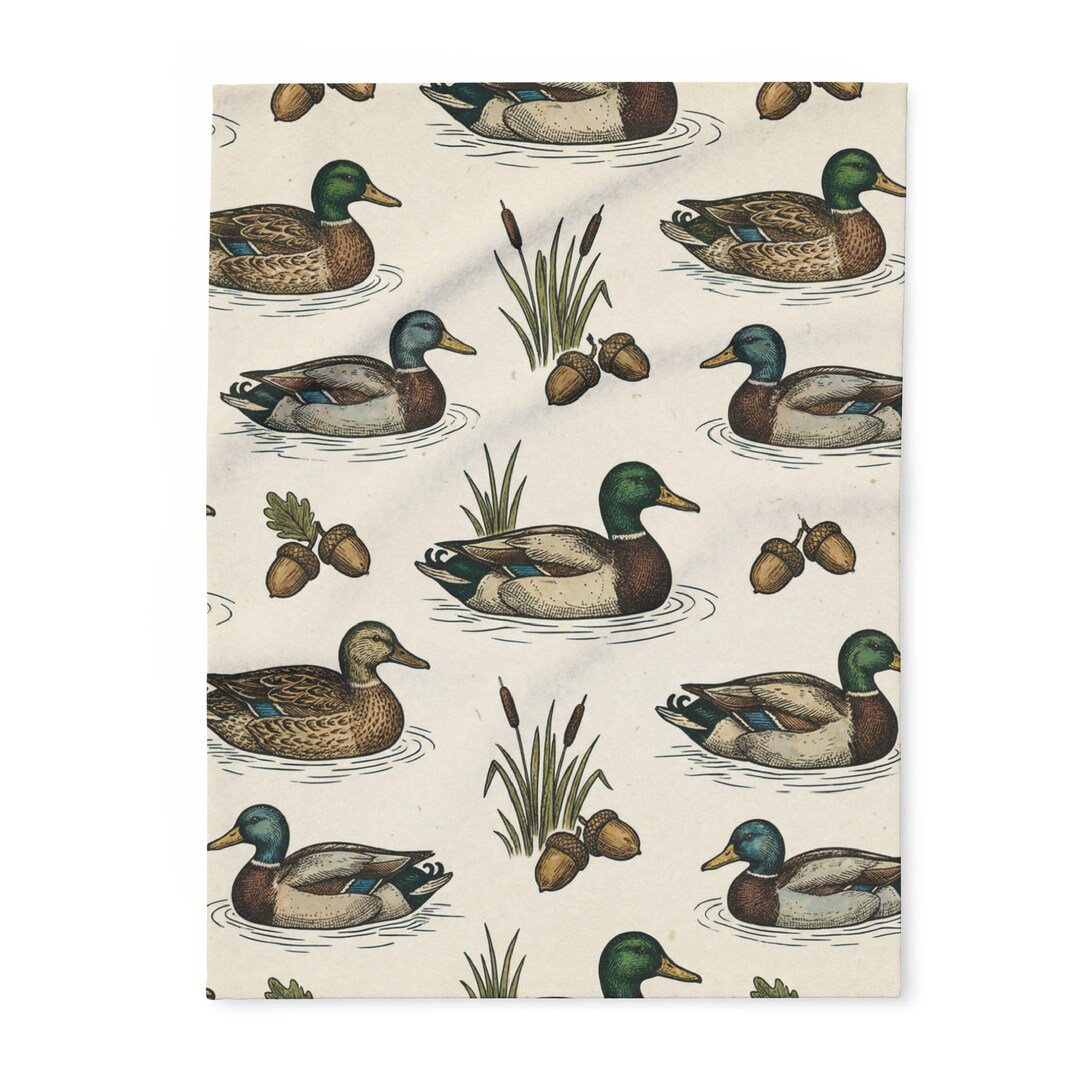 Mallard Ducks Pattern Blanket | Waterfowl Canoe Duck Hunting Fleece - Etsy