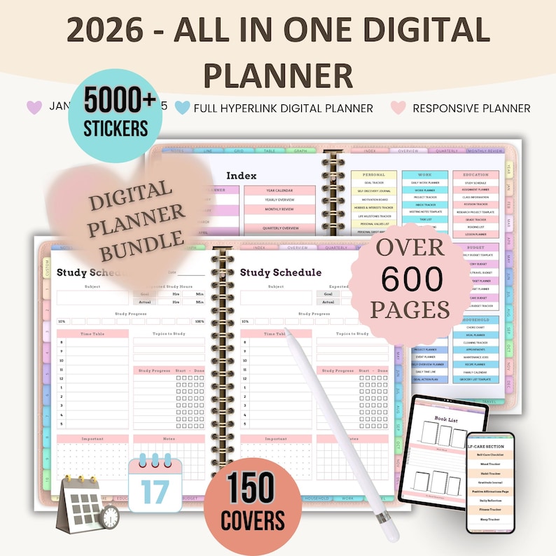 Academic Planner,2026 Digital Planner:personalize,hyperlinked Calendar ...