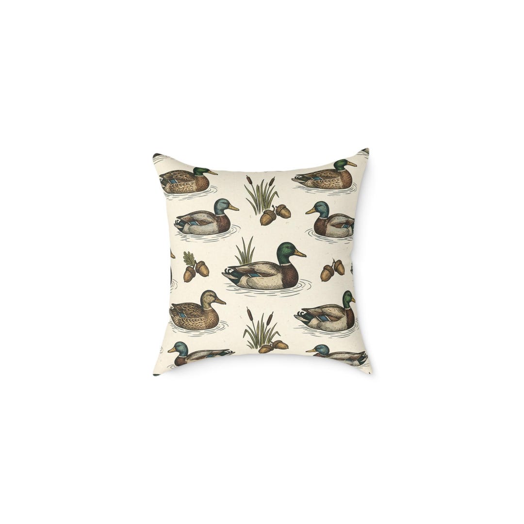 Mallard Duck Pattern Square Pillow | Waterfowl Nature Throw Pillow - Etsy