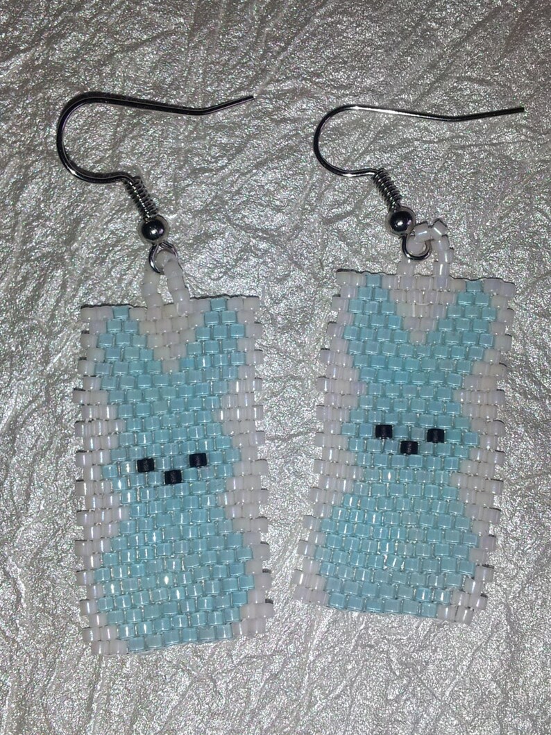 Bunny Peep Earrings, Easter, Peeps, Rabbit, Peyote Stitch, Seed Beads ...