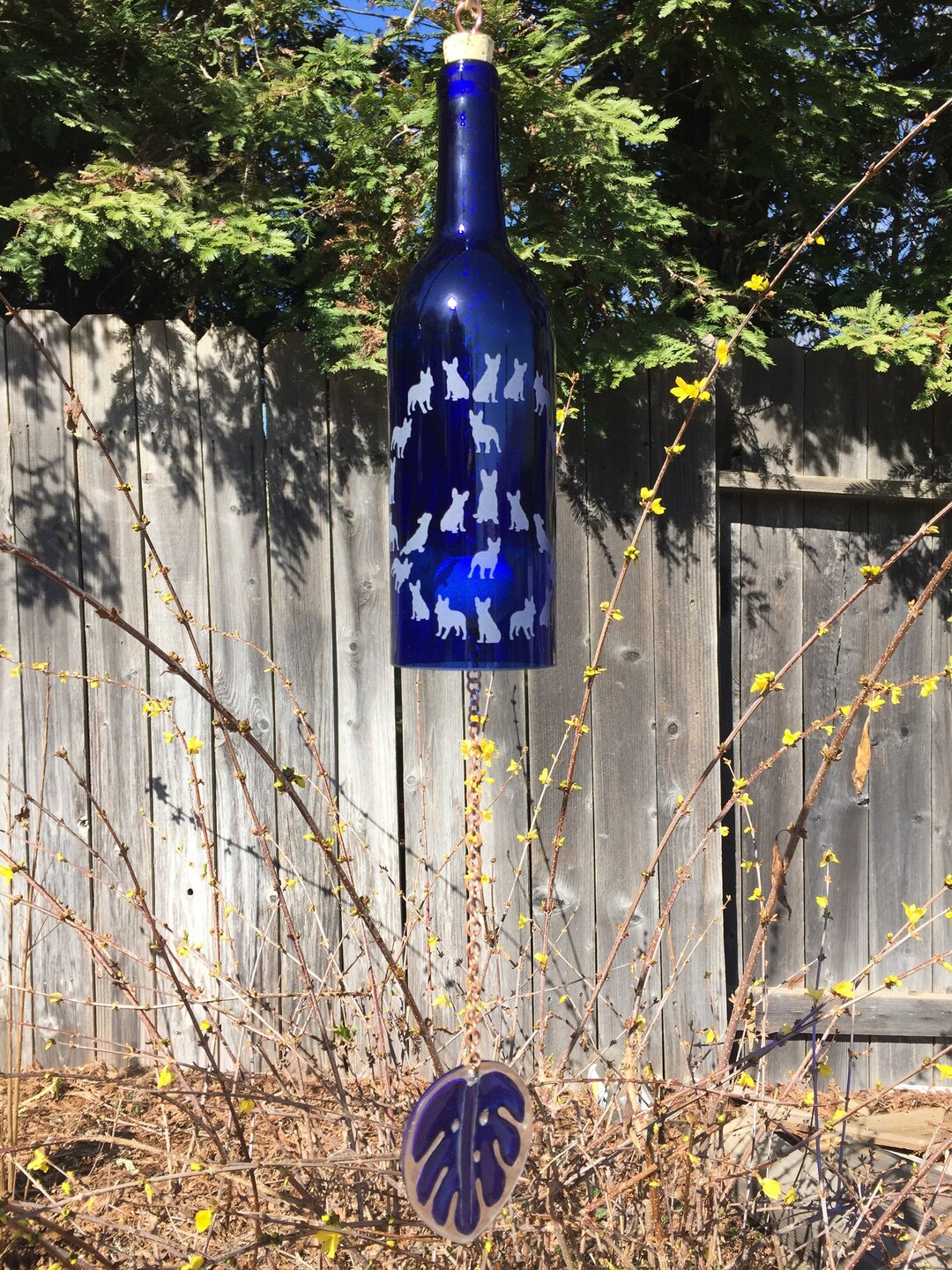 French Bulldog Peace Wine Bottle Wind Chime - Etsy