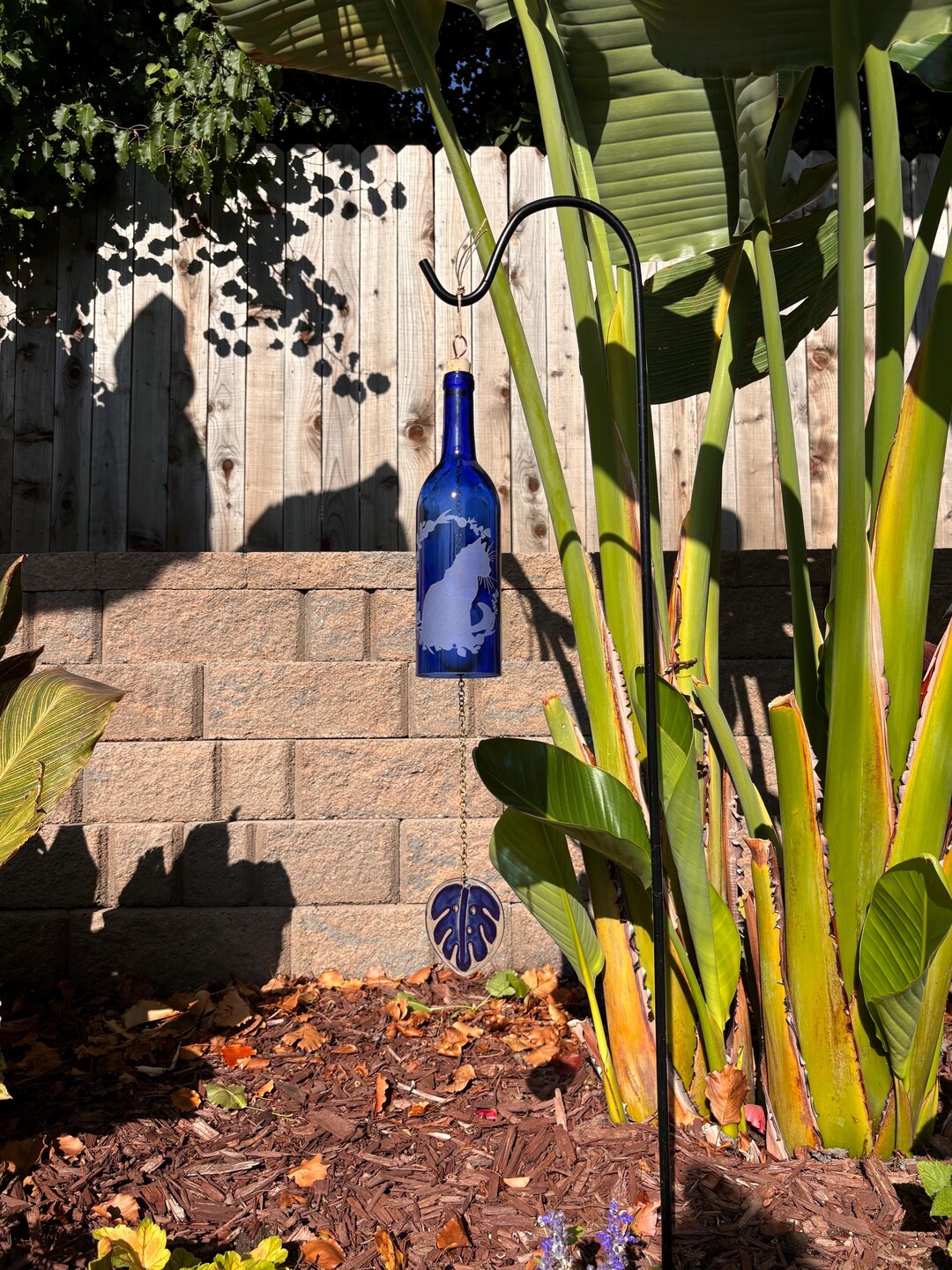 Cat Wild Flower Moon Wind Chime Up-cycled Wine Bottle - Etsy