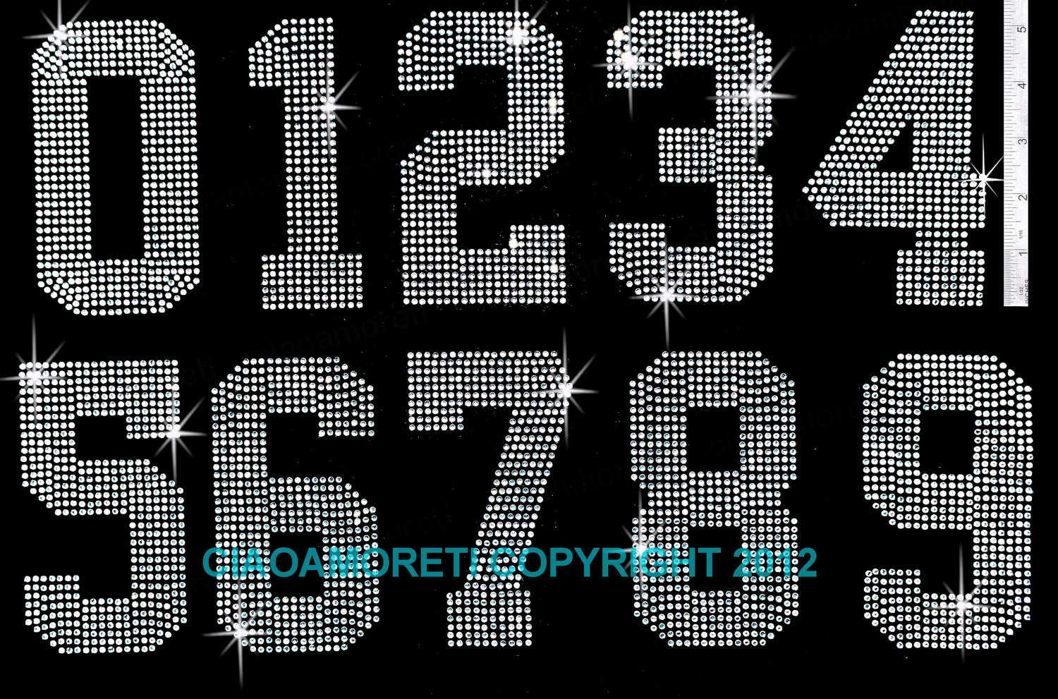 Pick Any Large Number 0 to 9 Clear Rhinestone Iron on - Etsy