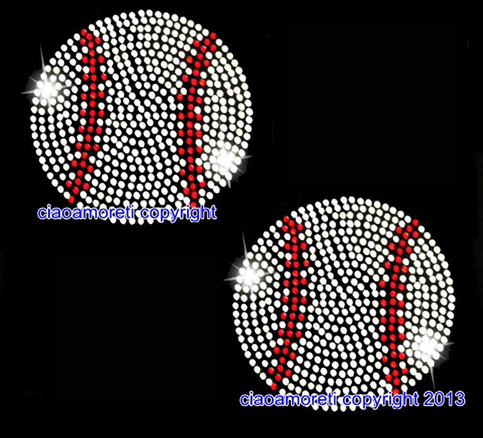 A Set of 2 Baseball Balls Rhinestone Hotfix Iron on Transfer - Etsy